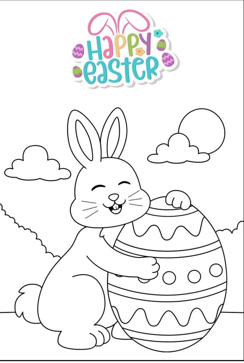 20 Printable Page Easter Coloring Book, Fun Coloring Pages for Kids to ...