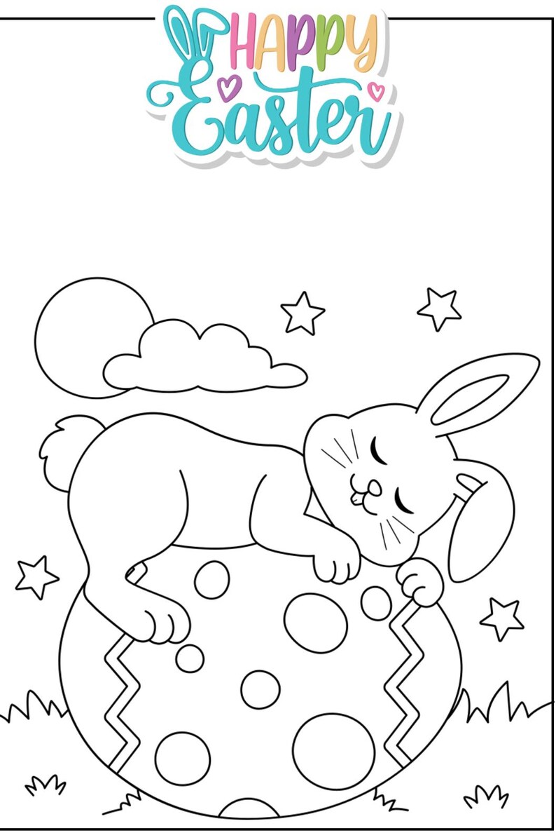 20 Printable Page Easter Coloring Book, Fun Coloring Pages for Kids to ...