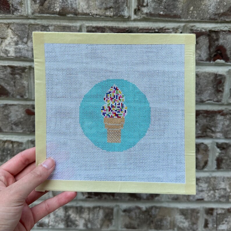 Confetti Sprinkles Ice Cream Cone Handpainted Needlepoint Canvas 3 ...