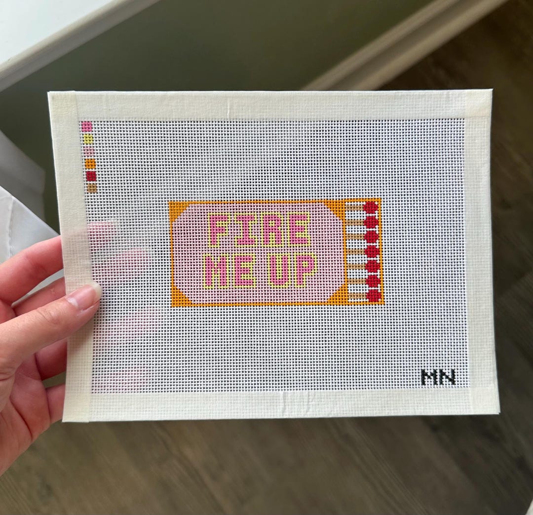 Fire Me up Matchbox 18 Count Hand Painted Needlepoint Canvas - Etsy