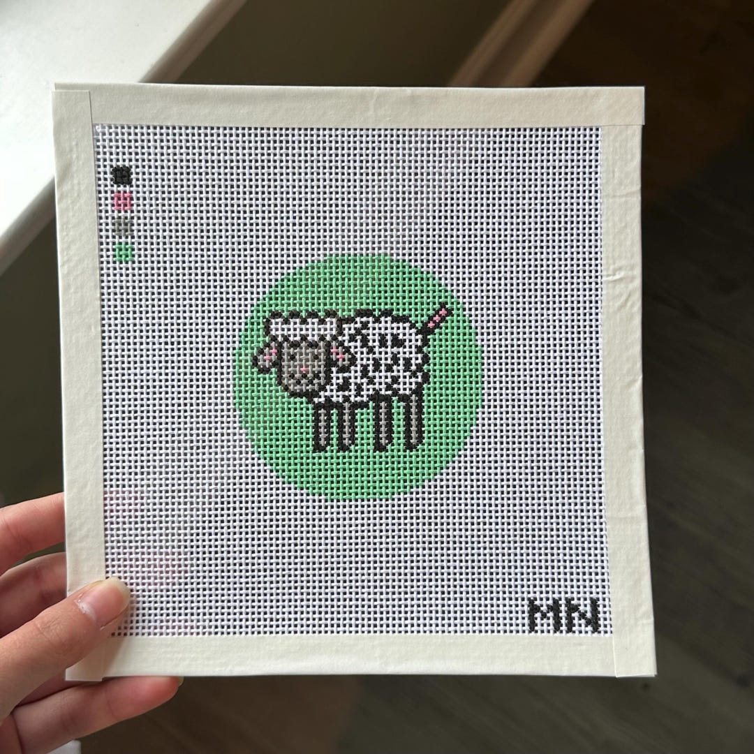 Nativity Sheep 3” Round Hand Painted Needlepoint Canvas on 13 Count ...