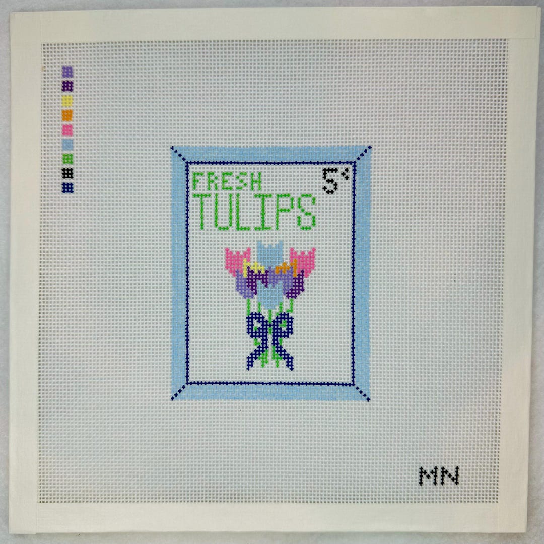 Fresh Tulips Seed Packet Needlepoint Canvas - Etsy
