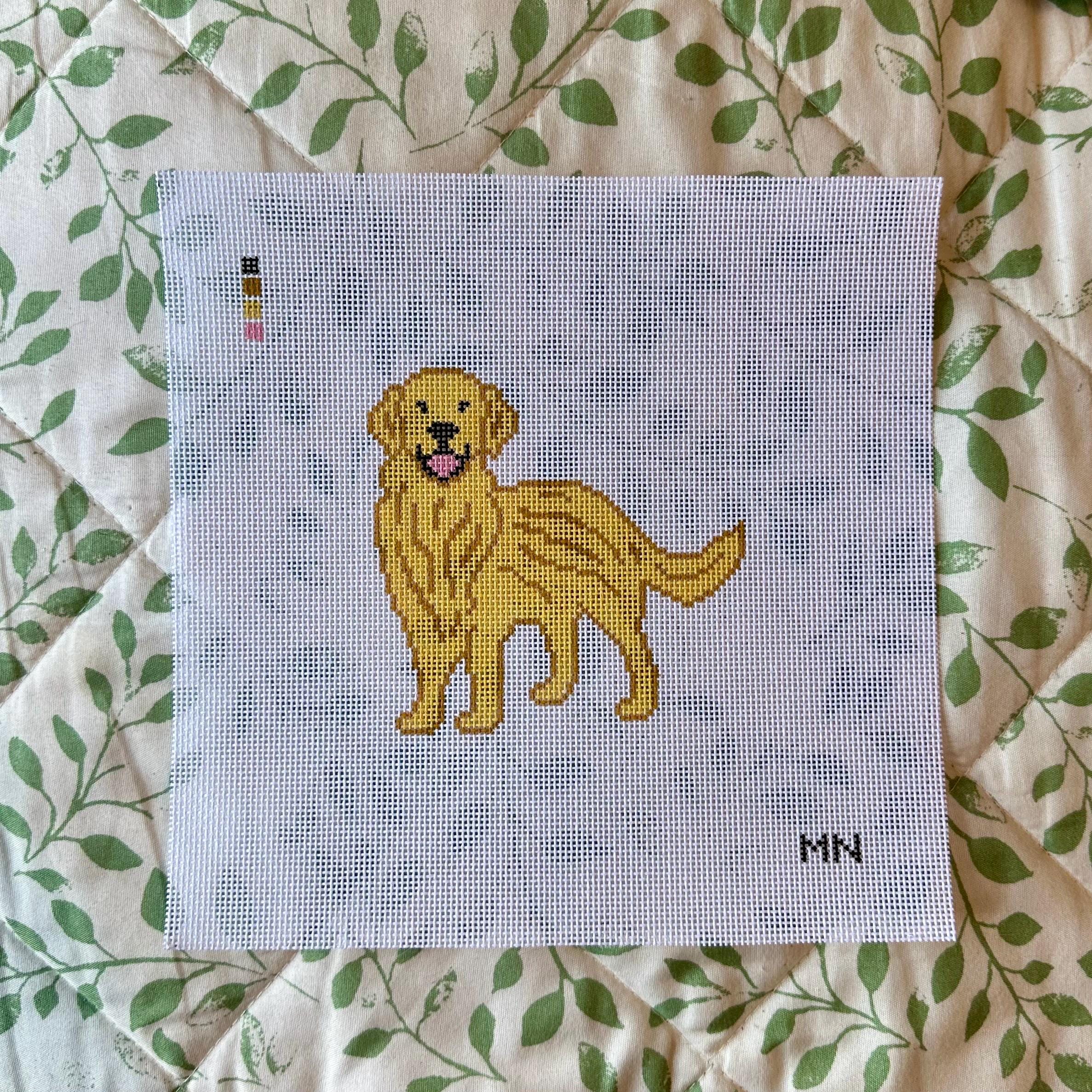 Golden Retriever Needlepoint Canvas Hand Painted on 18 Count Mesh - Etsy