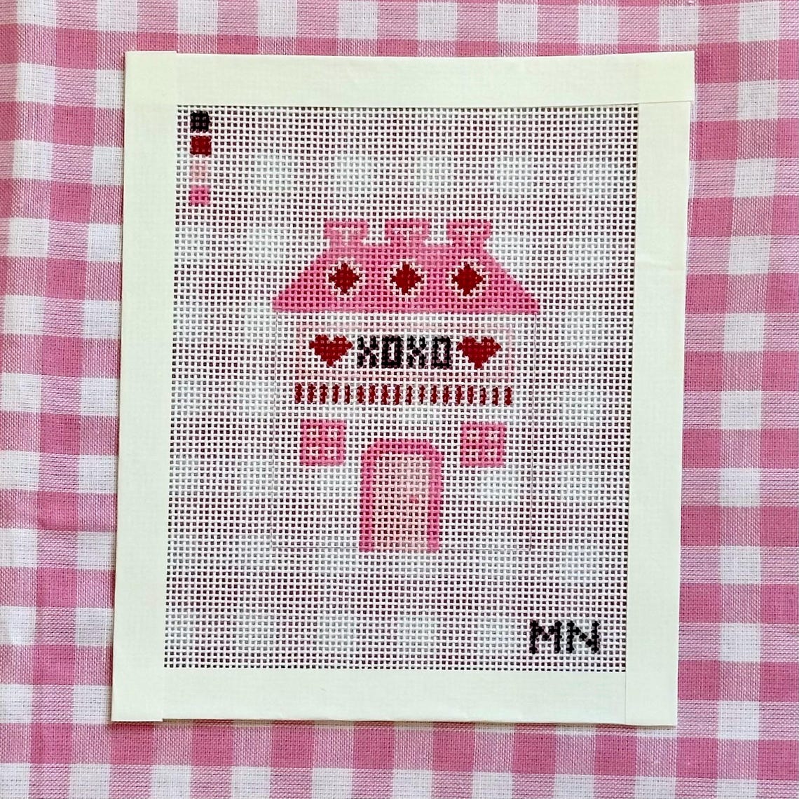 XOXO Valentine’s Day Village House Hand Painted Needlepoint Canvas - Etsy