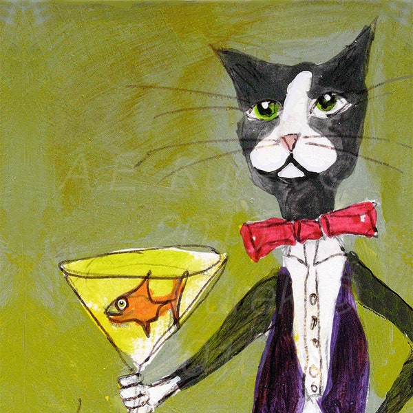 Funny Cat Art - Etsy
