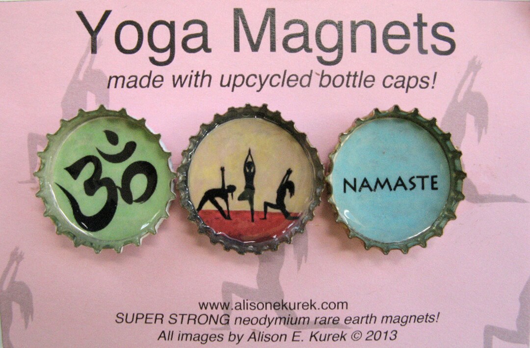 Yoga Refrigerator Magnets - Bottle Cap Magnets - Packaged Gift Set - Etsy