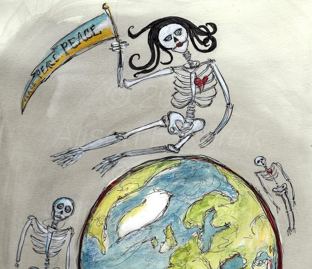 Pace Skeletons Ink Drawing Art Print 8x10 Print Contemporary Art ...