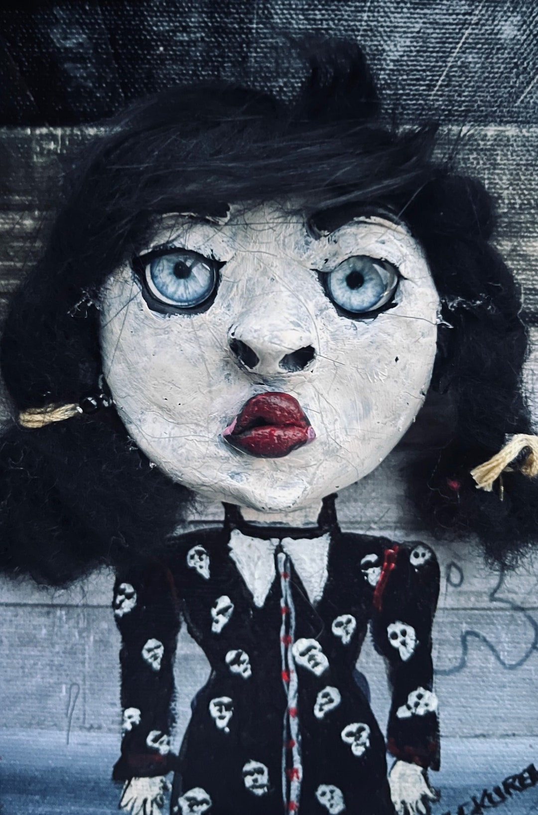 Wednesday Addams Art Original Sculpture and Painting Framed Original ...