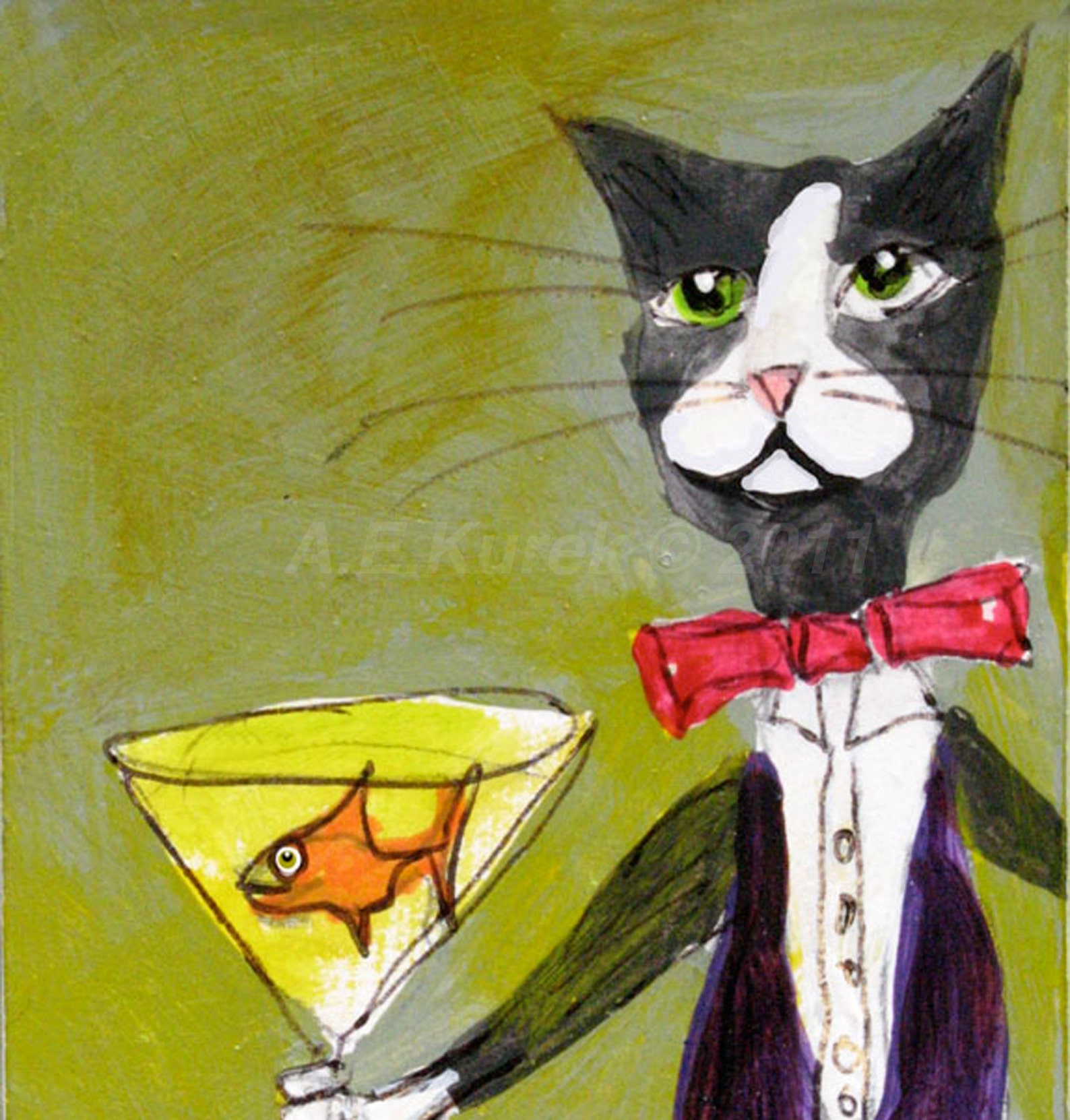 Funny Cat Art cat print cat painting print Cat Print | Etsy