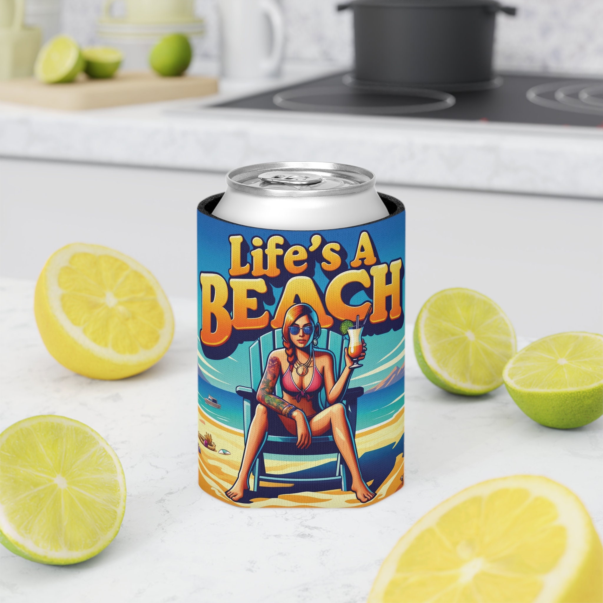 Life's A Beach - Vibrant Insulated Beer Koozie - Etsy