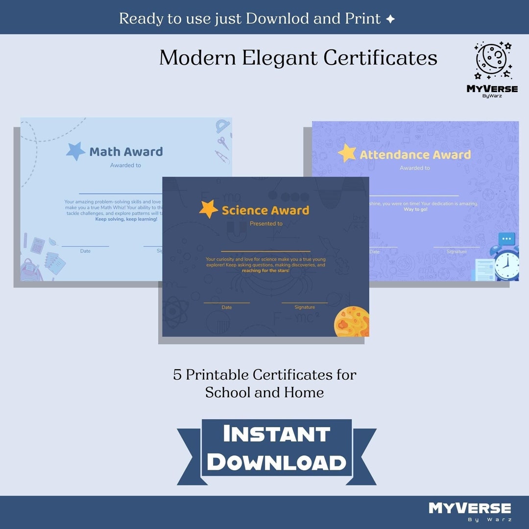 Printable Student Award Certificates Elegant Modern School Achievement ...