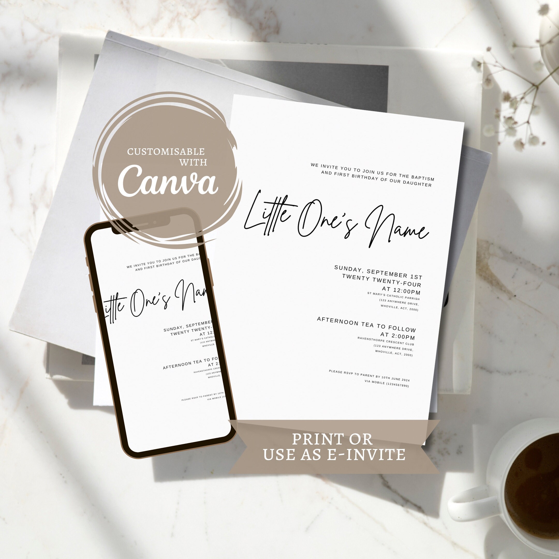 Minimalist Monotoned Invitation Template – Customisable, Digital, And ...