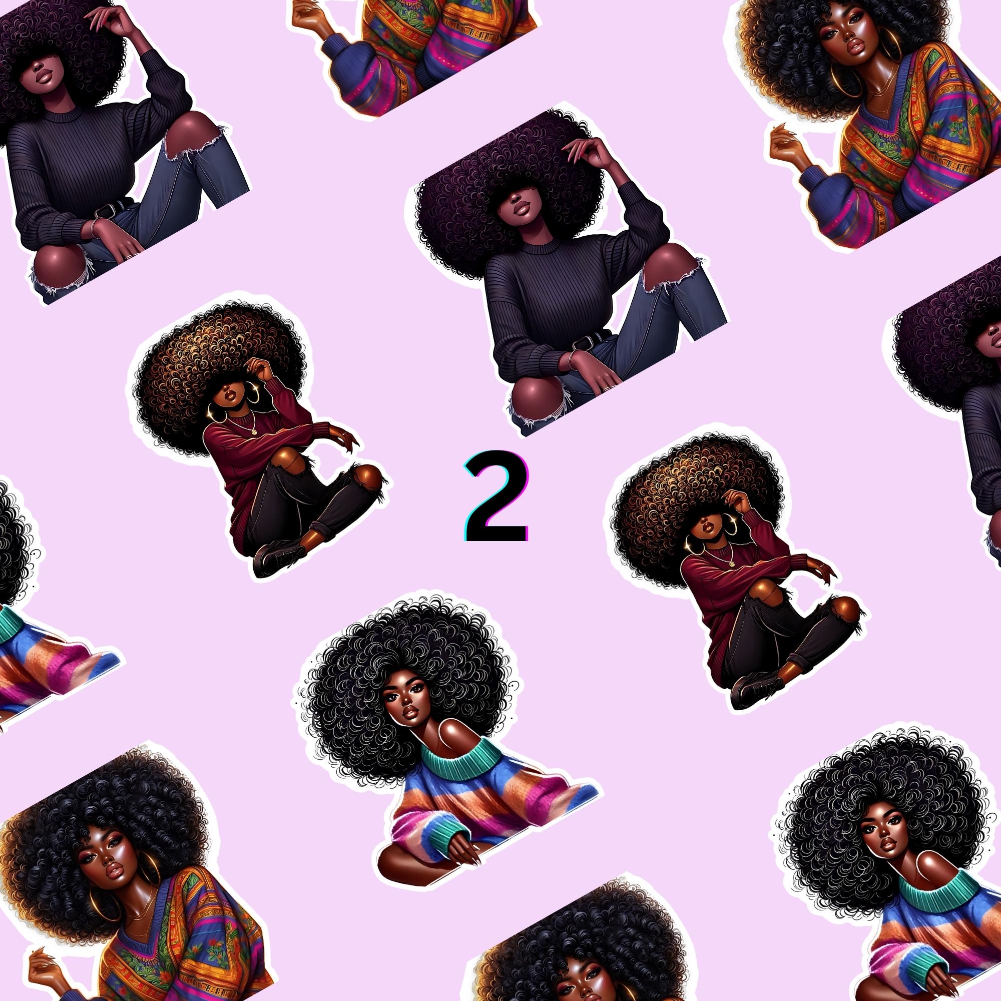 Afro Boss Chick Stickers - Matte Waterproof Stickers for Planners, Junk ...