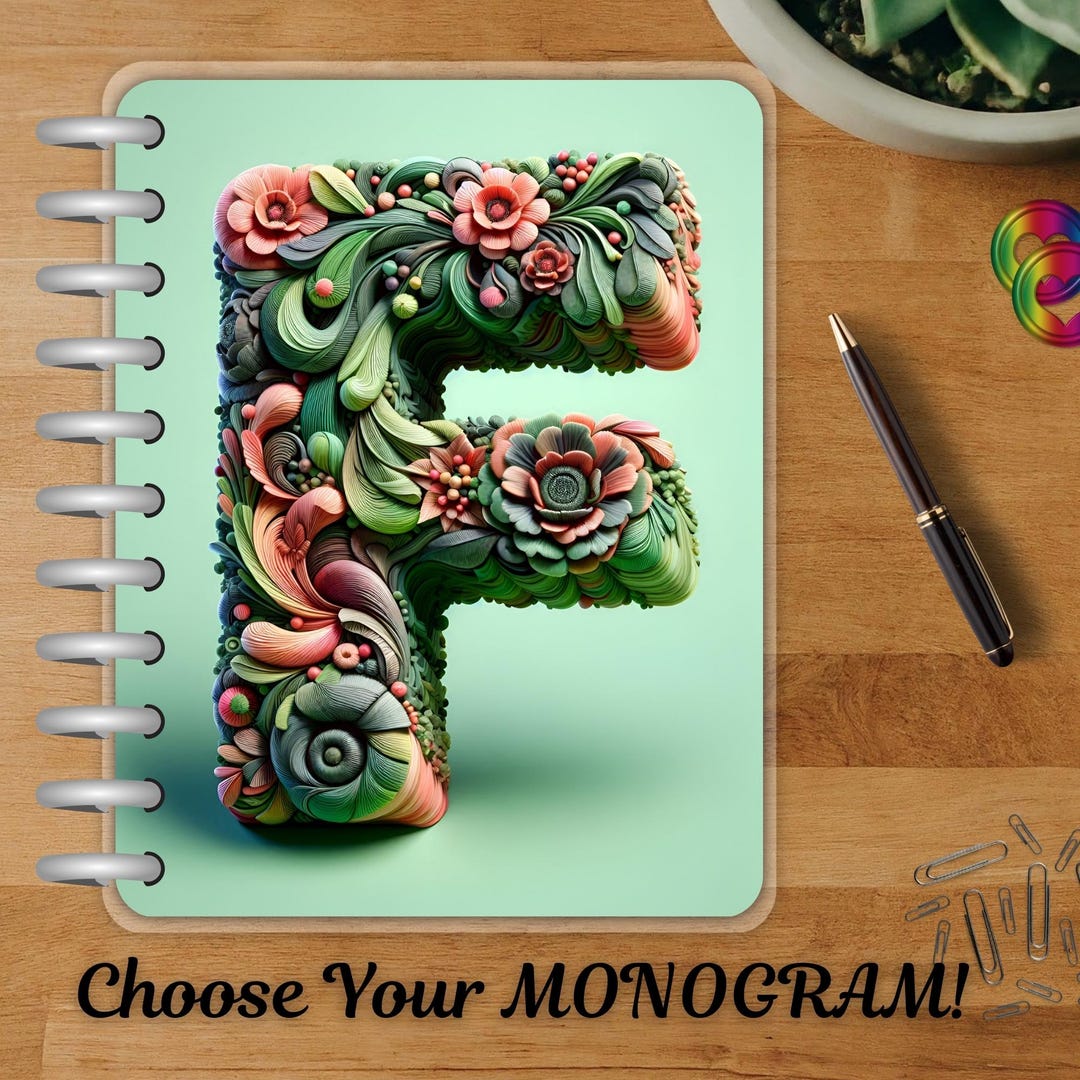 Shades of Green Monogram - BIG Happy Planner Cover - BIG Size ...