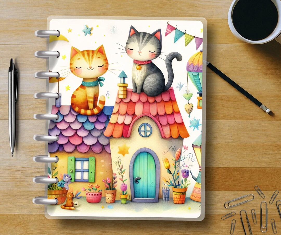 Whimsical Kittens #8 - Happy Planner Custom Laminated Cover - Classic ...