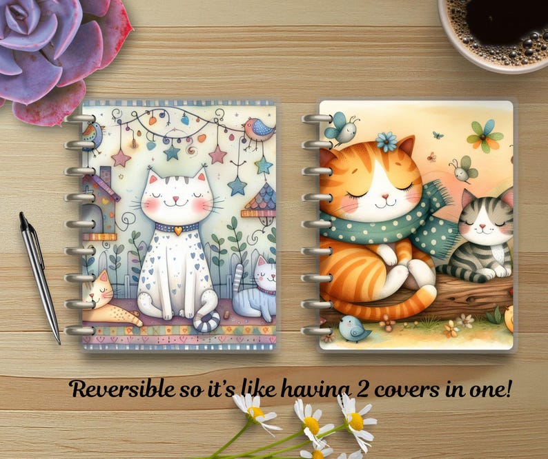 Whimsical Kittens #7 - Happy Planner Custom Laminated Cover - BIG ...