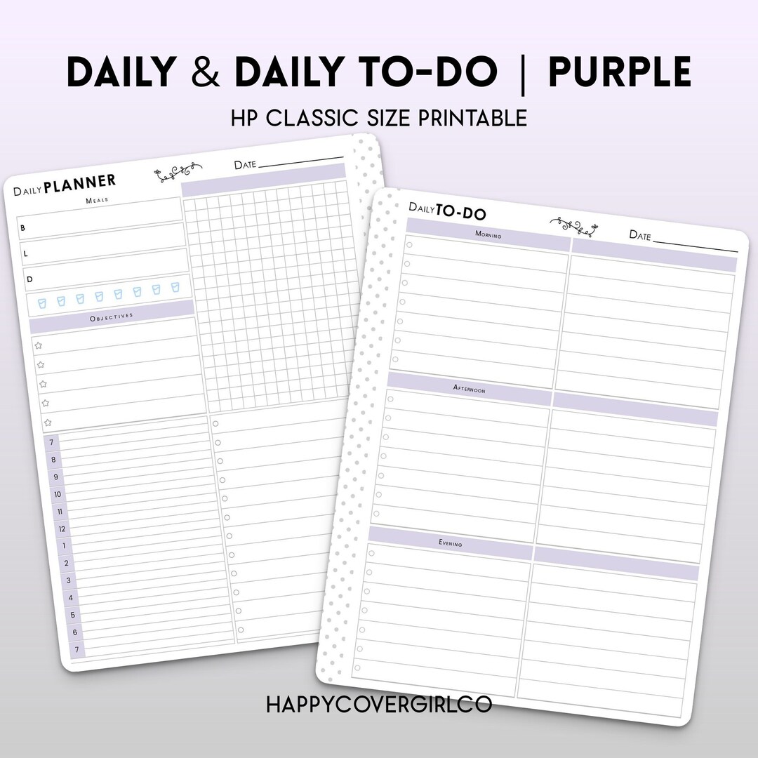 Purple Daily To-do Planner Template - Happy Planner Classic Size ...