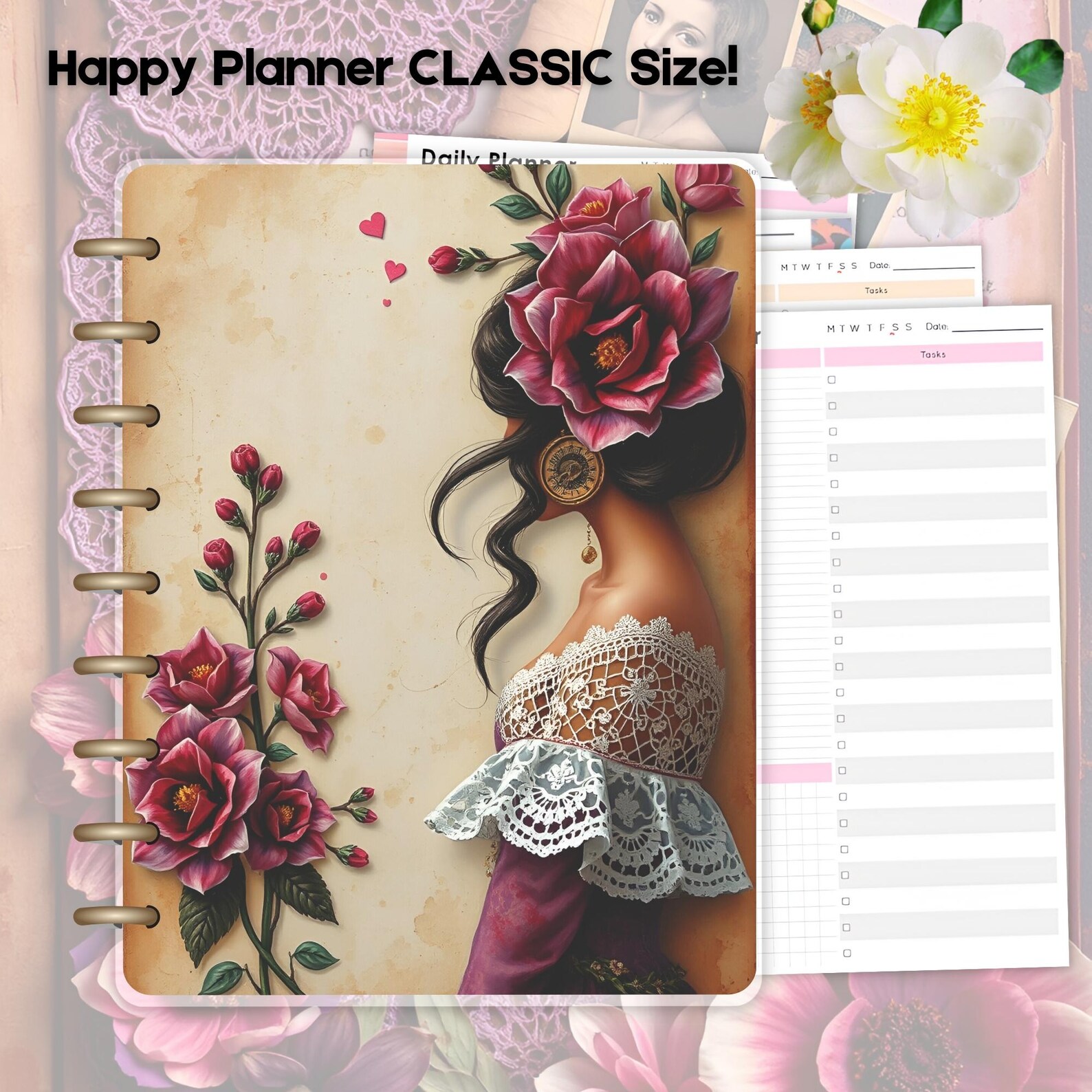 Shabby Chic Ephemera #4 - Happy Planner Custom Laminated Cover ...