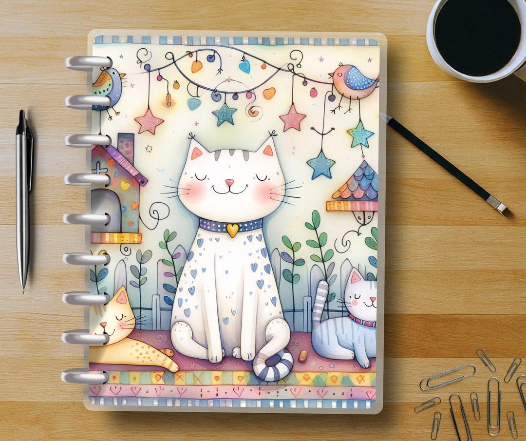 Whimsical Kittens #7 - Happy Planner Custom Laminated Cover - BIG ...