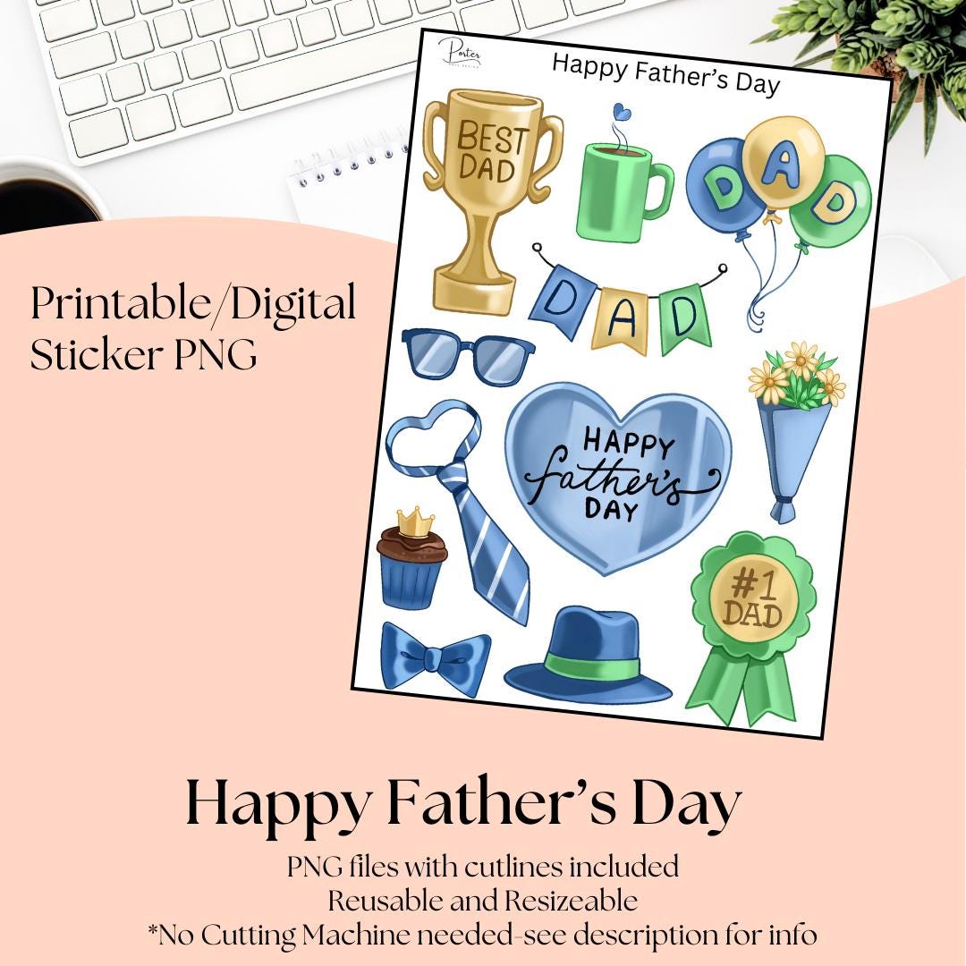 Printable Stickers- Happy Father's Day | Digital Download Stickers ...