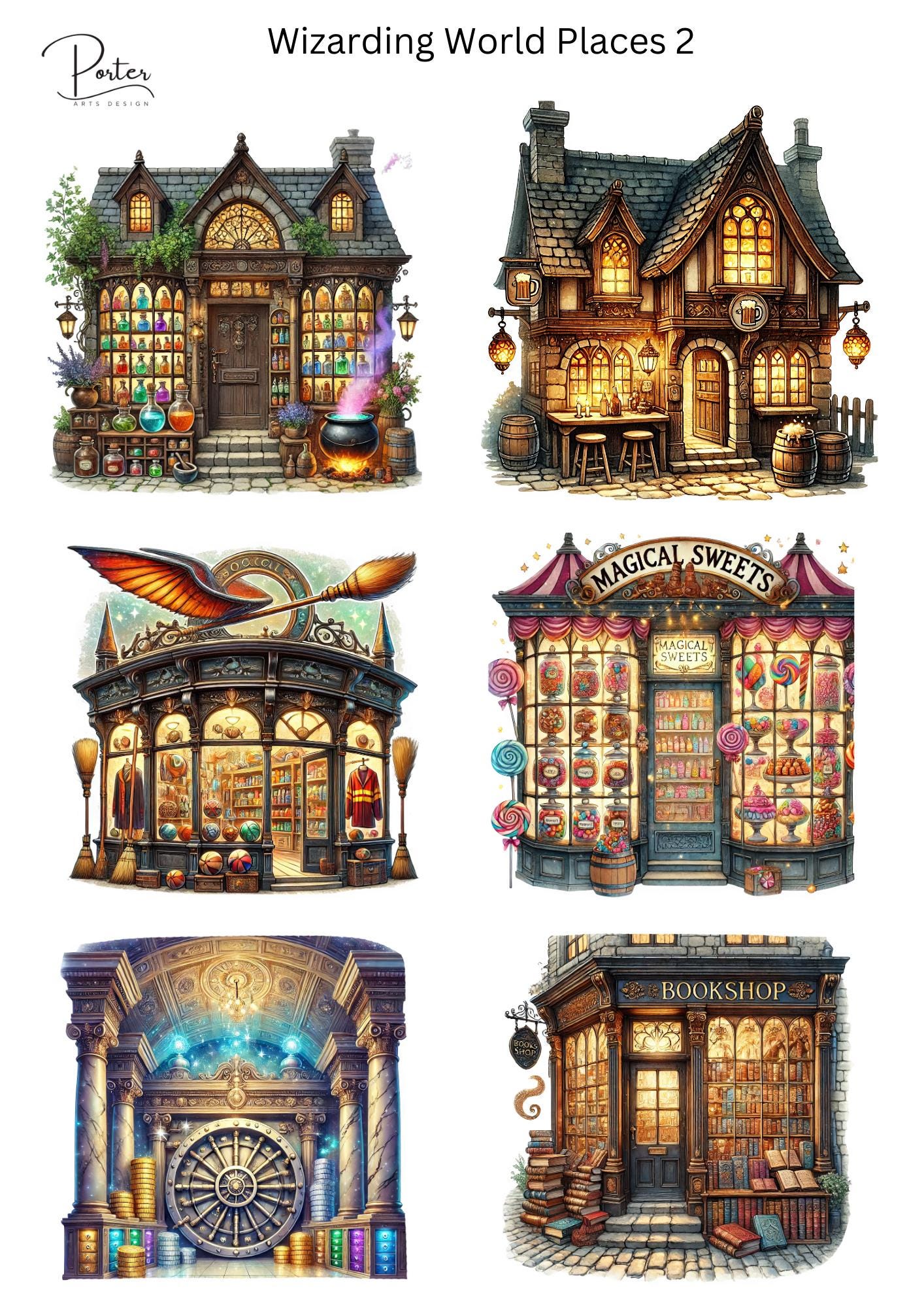 Printable Stickers- Wizarding Word Places 2 | Digital Download Stickers ...