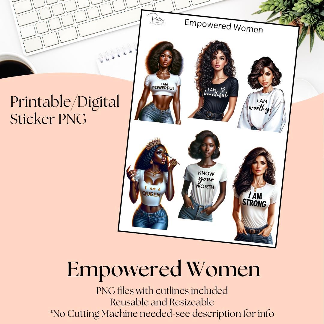 Printable Stickers- Empowered Women | Digital Download Stickers ...