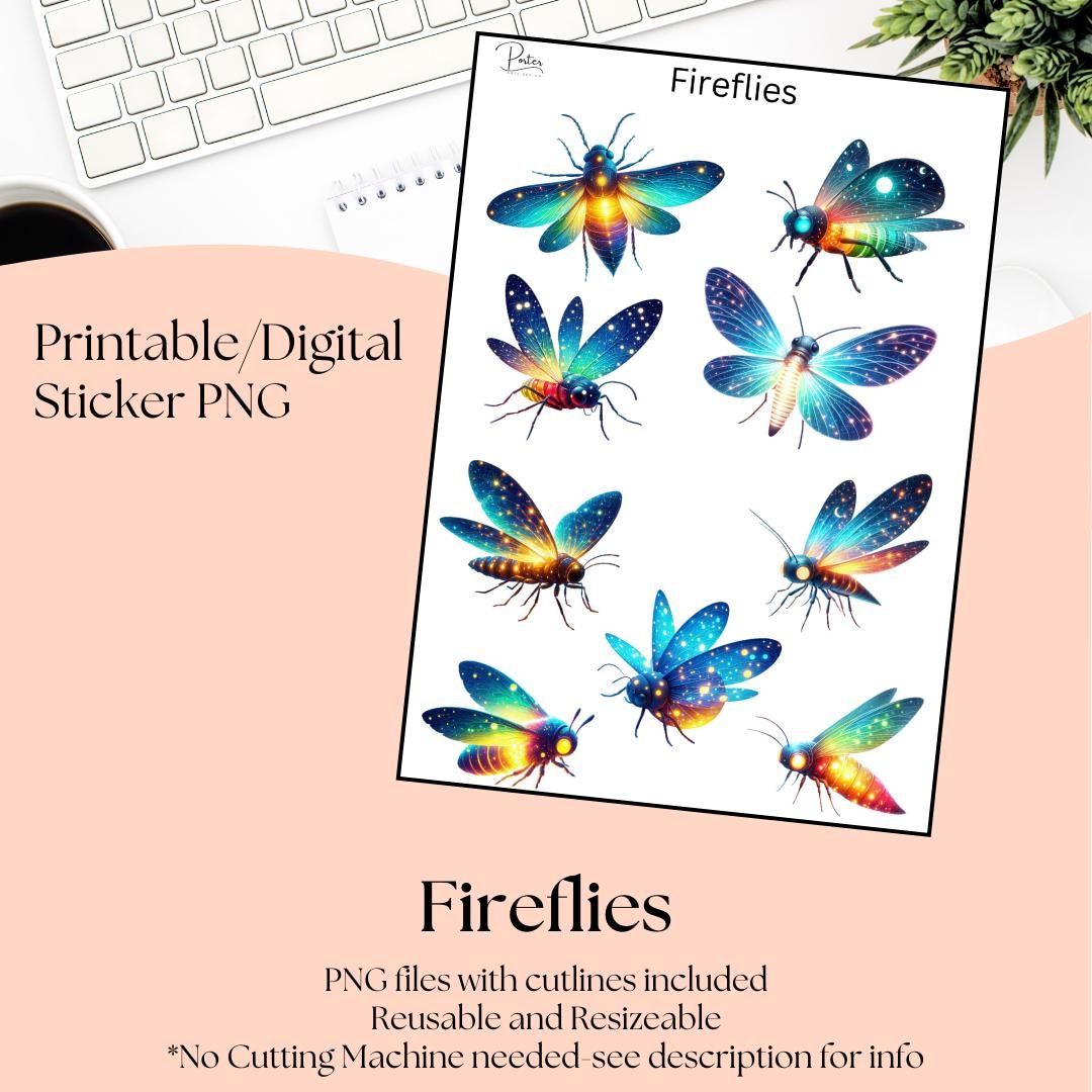 Printable Stickers- Fireflies | Digital Download Stickers | Stickers ...