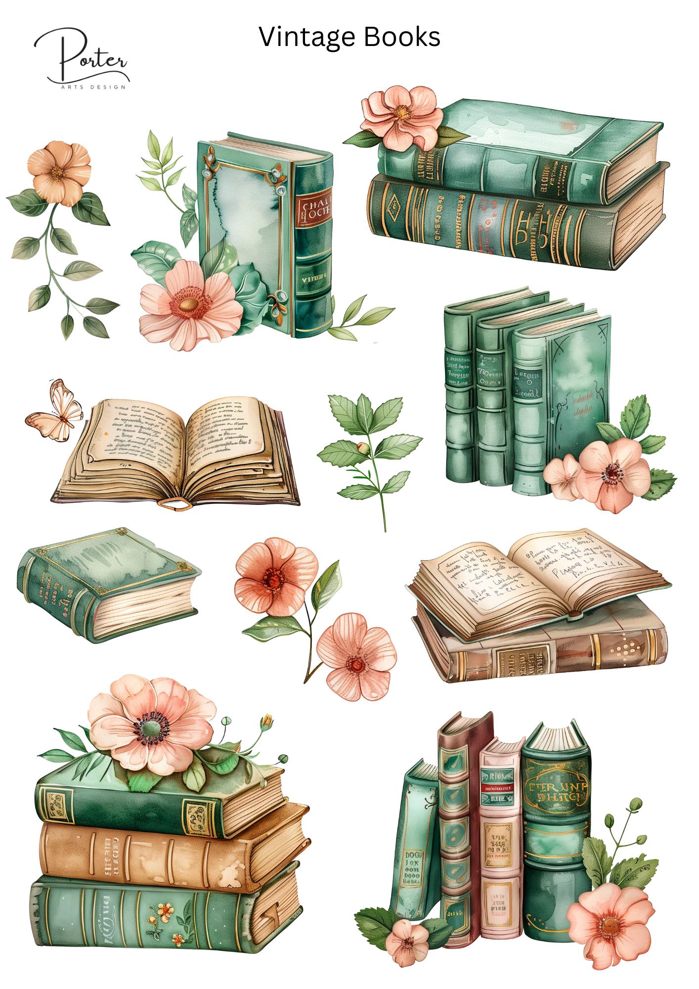 Printable Stickers- Vintage Books | Digital Download Stickers ...
