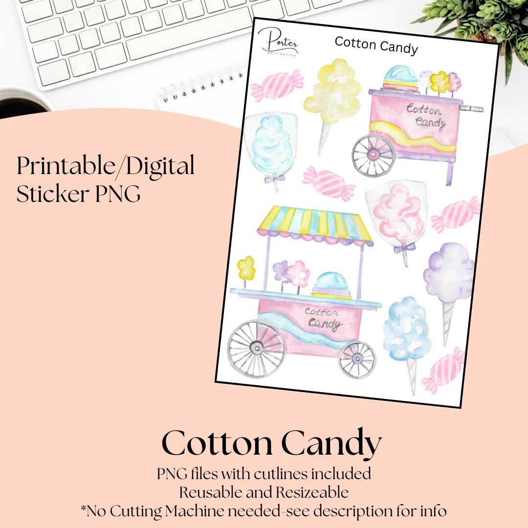 Printable Stickers- Cotton Candy | Digital Download Stickers | Stickers ...