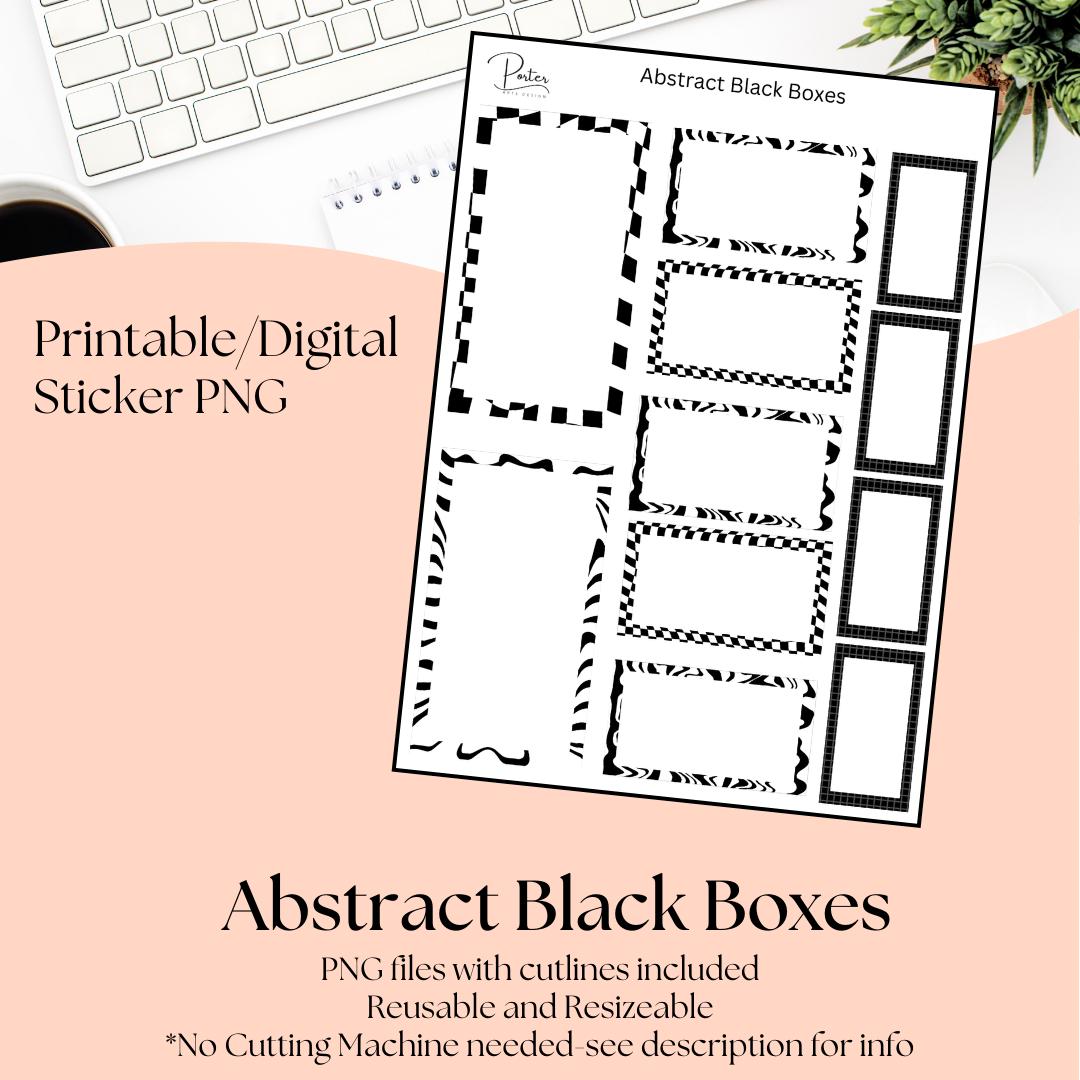 Printable Stickers- Abstract Black Boxes | Digital Download Stickers ...