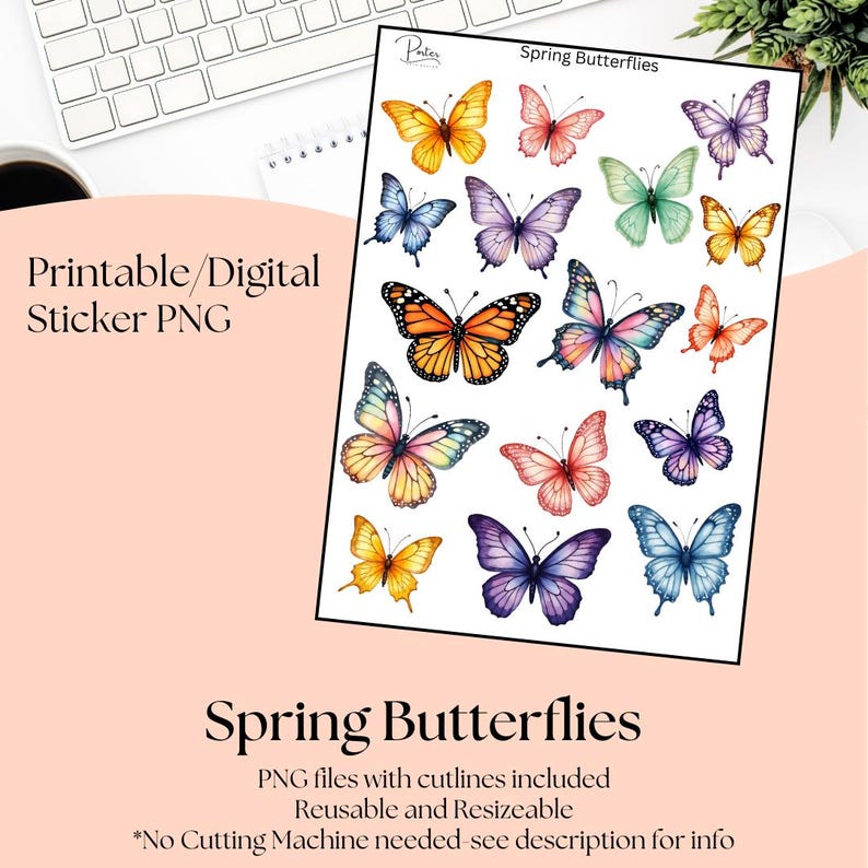 Printable Stickers- Spring Butterflies | Digital Download Stickers ...