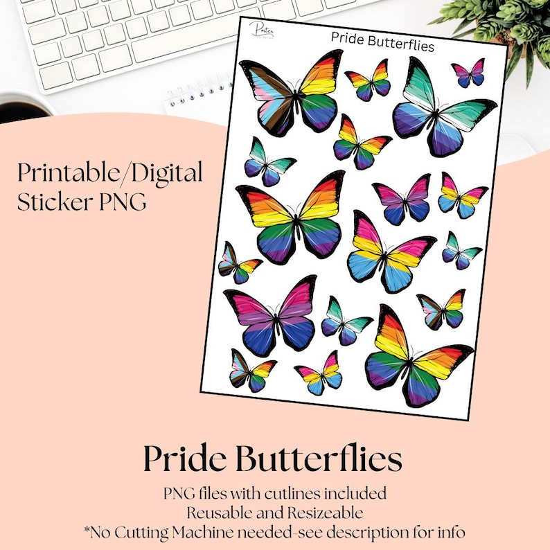 Printable Stickers- Pride Butterflies | Digital Download Stickers ...