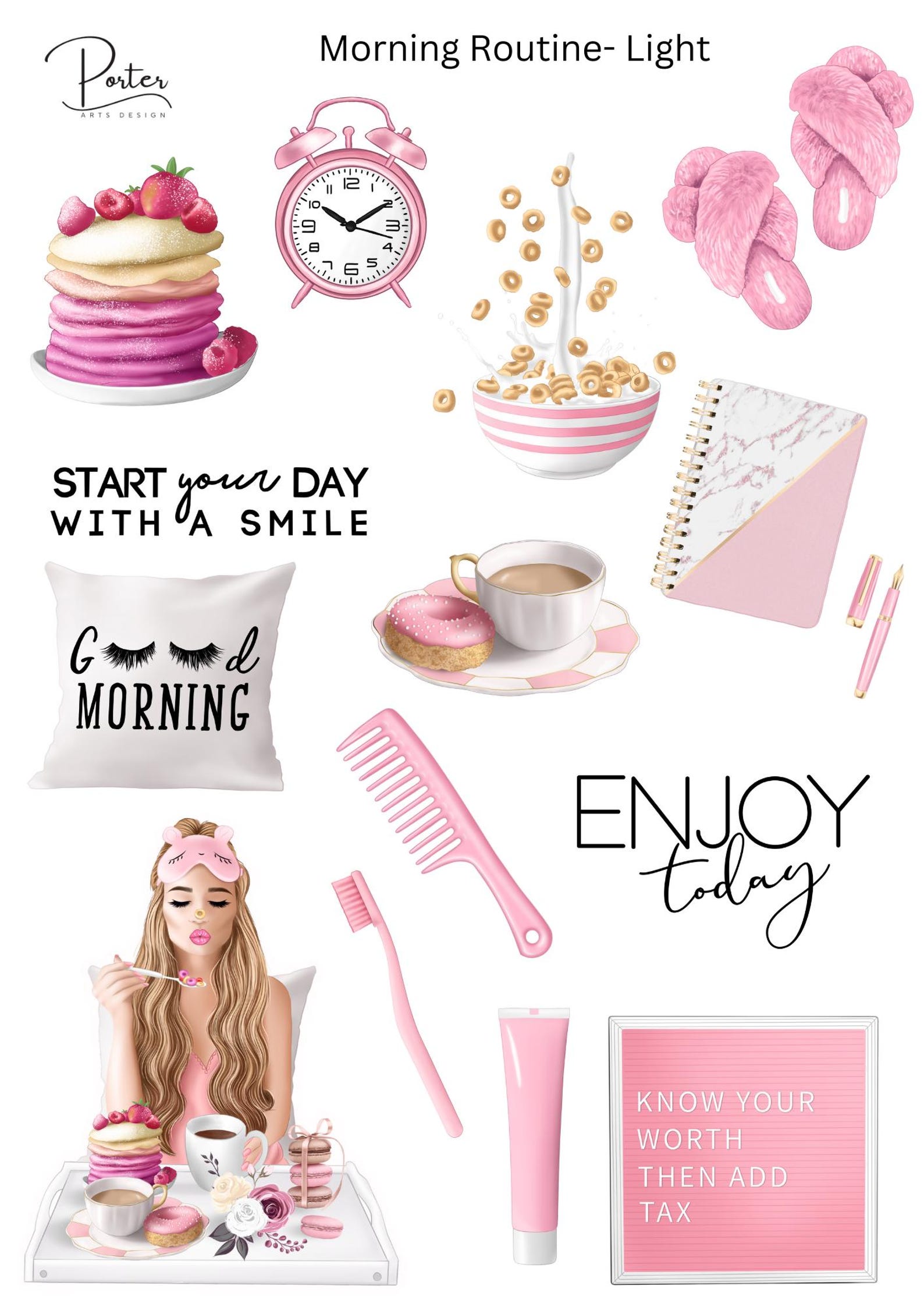 Printable Stickers- Morning Routine- Light Skin Tone | Digital Download ...