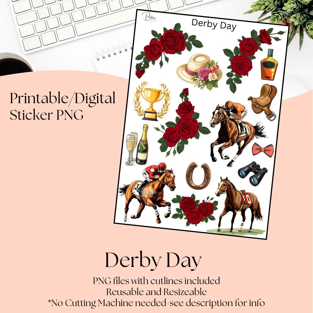 Printable Stickers- Derby Day | Digital Download Stickers | Stickers ...