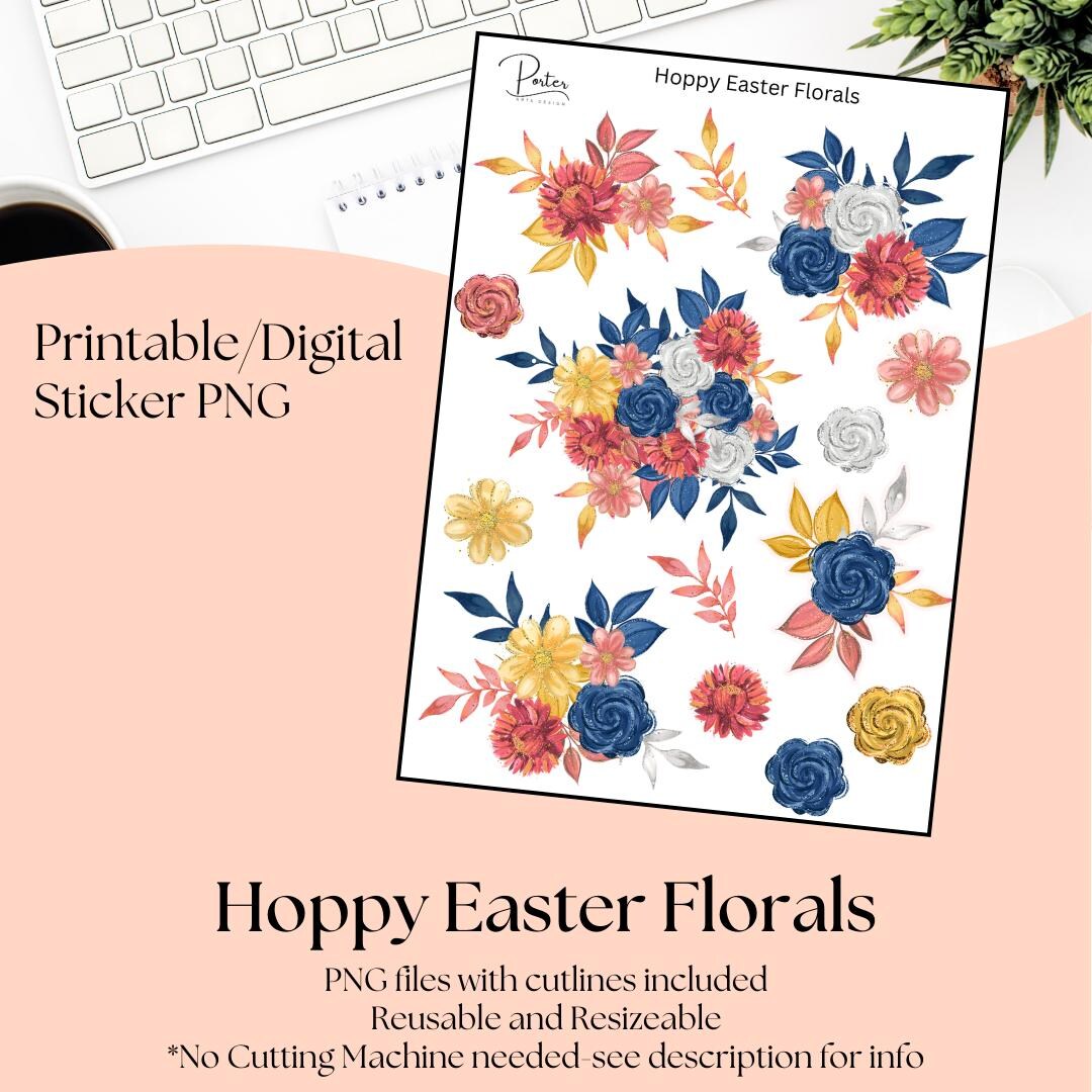 Printable Stickers- Hoppy Easter Florals | Digital Download Stickers ...
