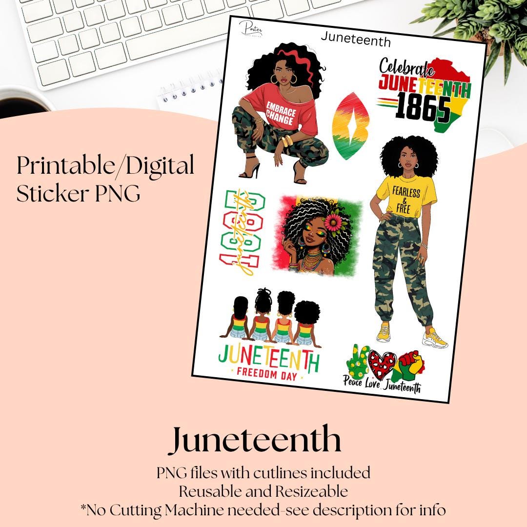Printable Stickers- Juneteenth | Digital Download Stickers | Stickers ...