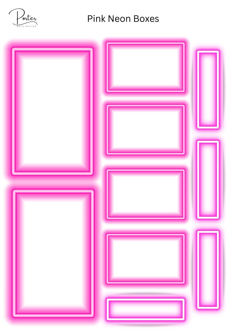 Printable Stickers- Neon Boxes Bundle | Digital Download Stickers ...