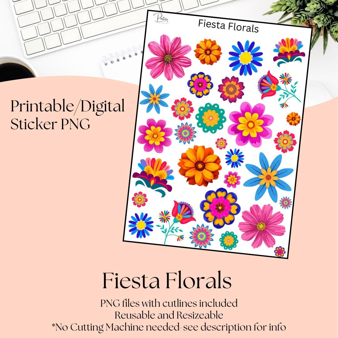 Printable Stickers- Fiesta Florals | Digital Download Stickers ...
