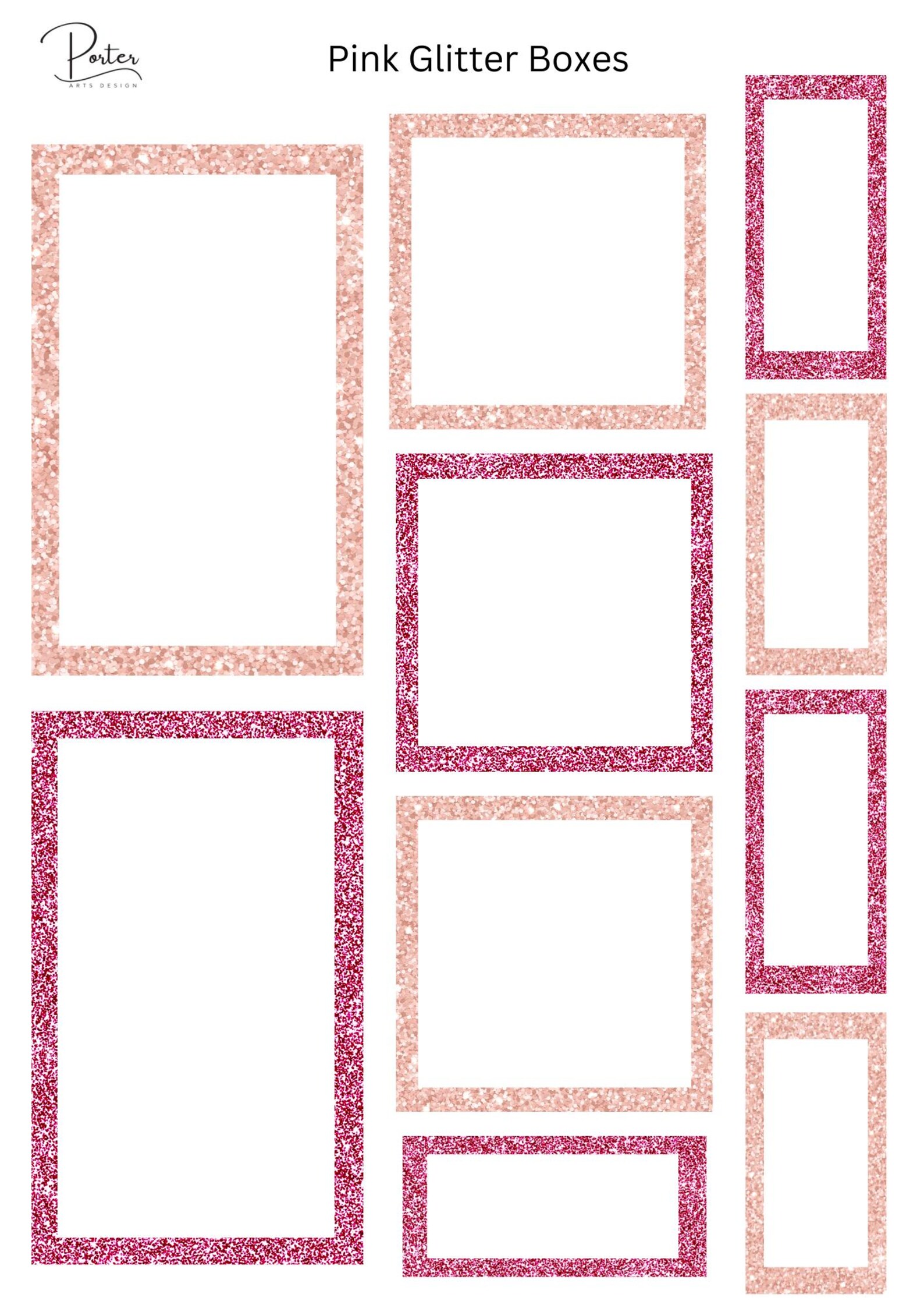 Printable Stickers- Pink Glitter Boxes | Digital Download Stickers ...