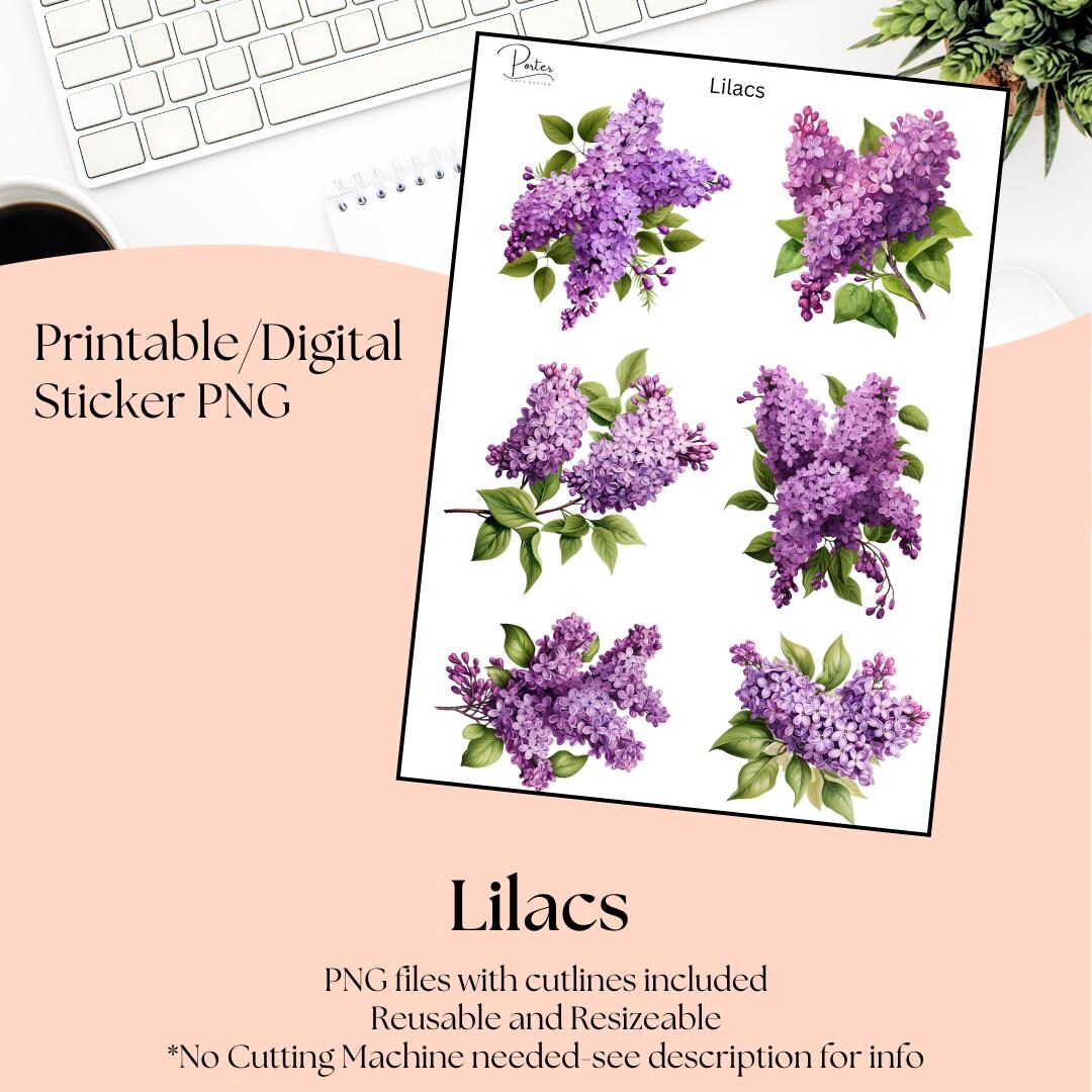 Printable Stickers- Lilacs | Digital Download Stickers | Stickers for ...