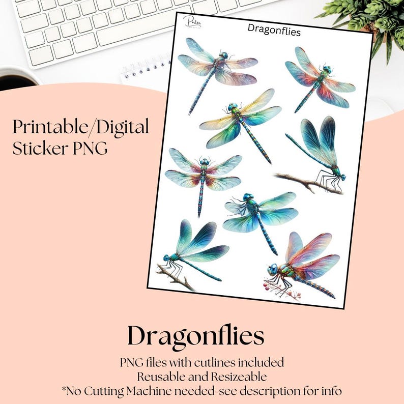 Printable Stickers- Dragonflies | Digital Download Stickers | Stickers ...