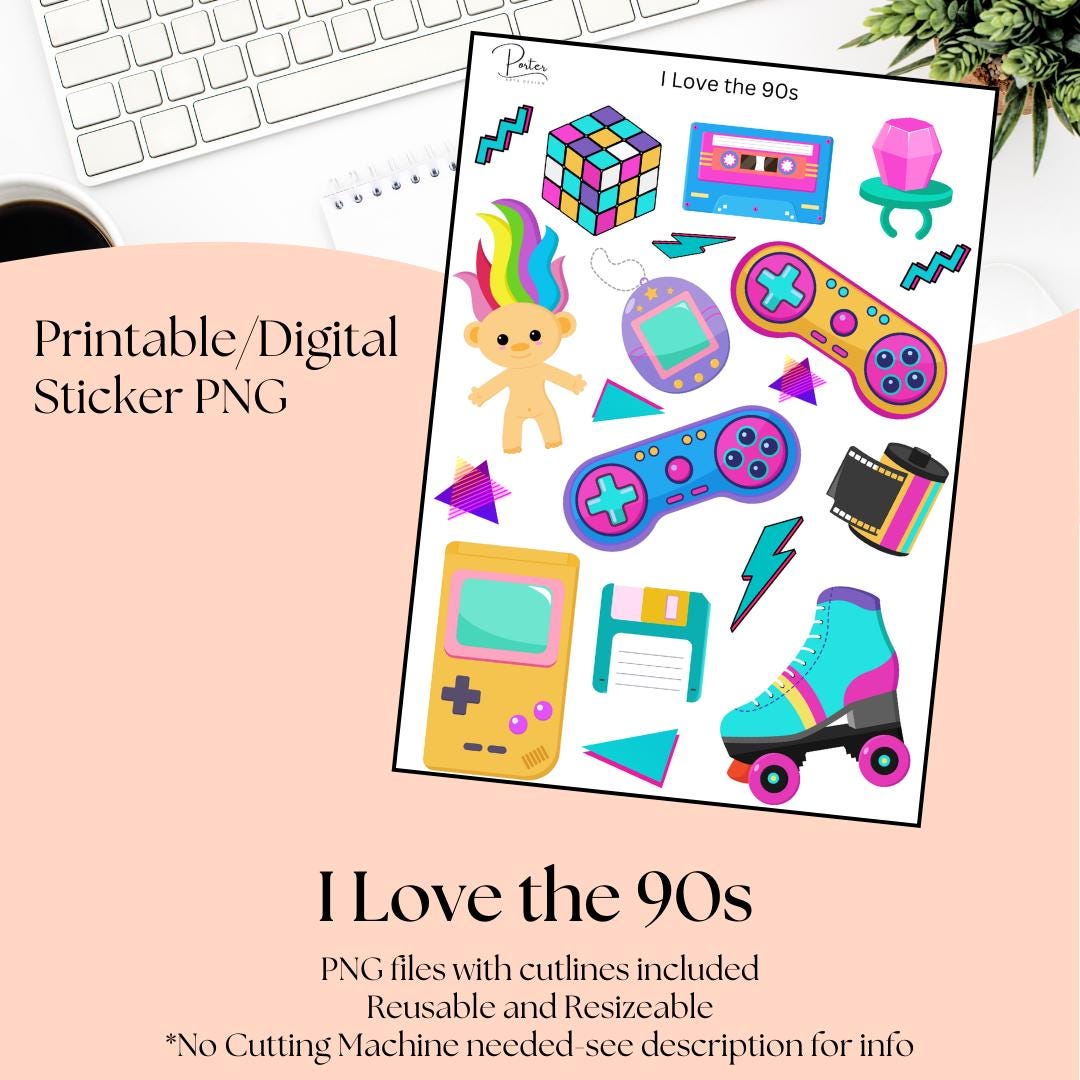 Printable Stickers- I Love the 90s | Digital Download Stickers ...