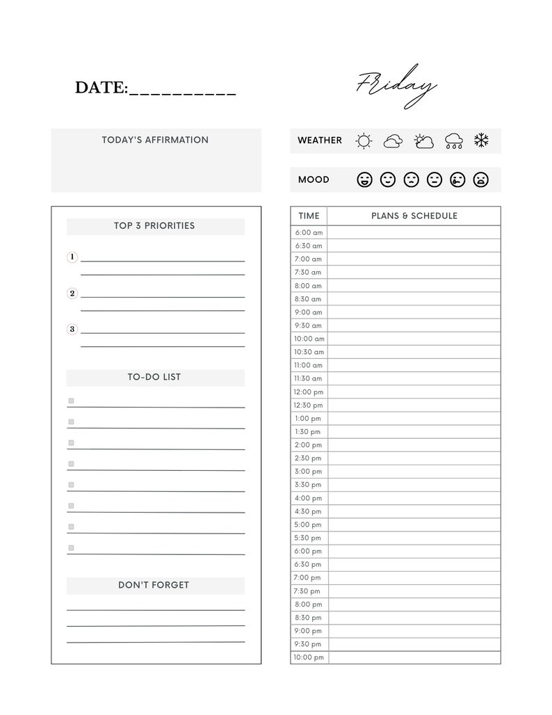 Daily Digital Planner Pages Planner Bundle Undated Daily Planner ...