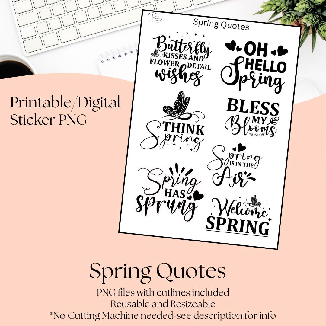Printable Stickers- Spring Quotes | Digital Download Stickers ...