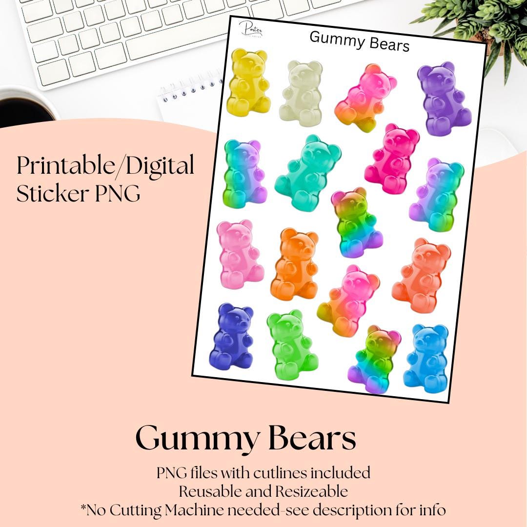 Printable Stickers- Gummy Bears | Digital Download Stickers | Stickers ...