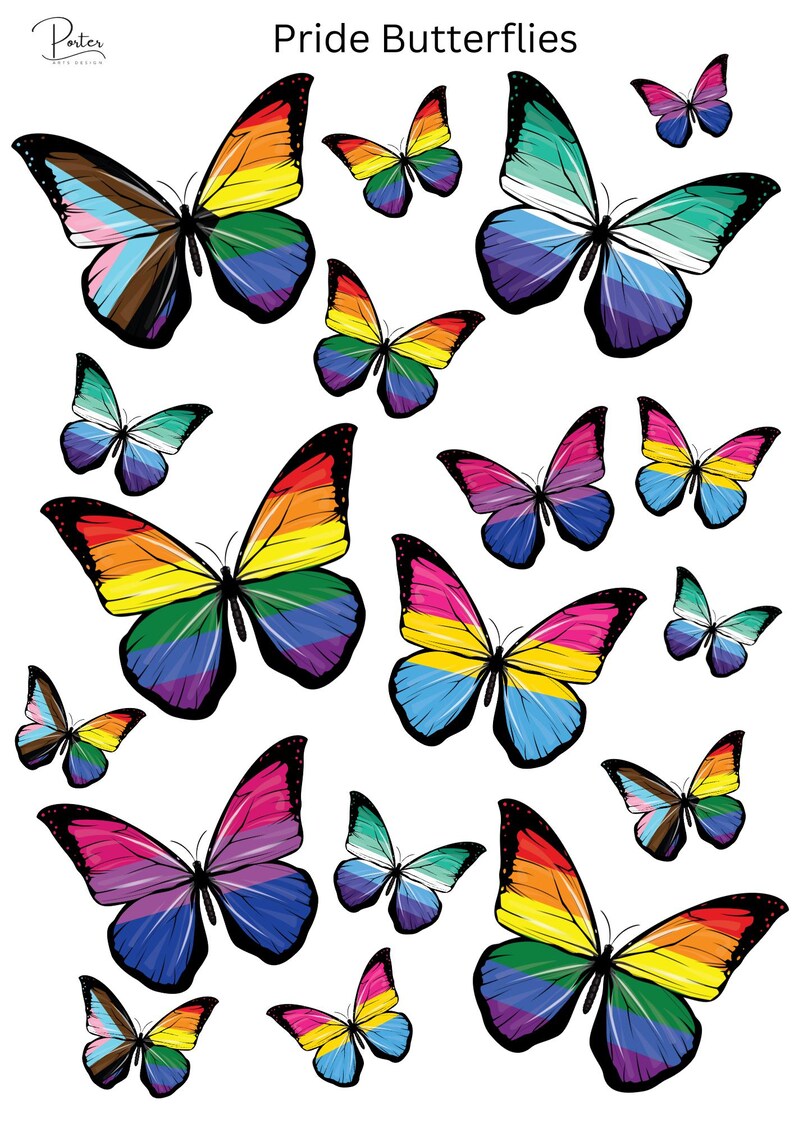 Printable Stickers- Pride Butterflies | Digital Download Stickers ...