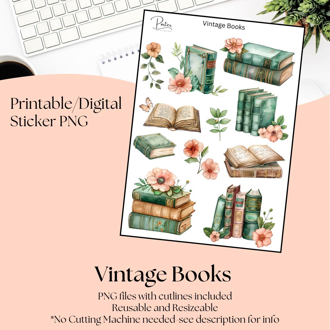 Printable Stickers- Vintage Books | Digital Download Stickers ...