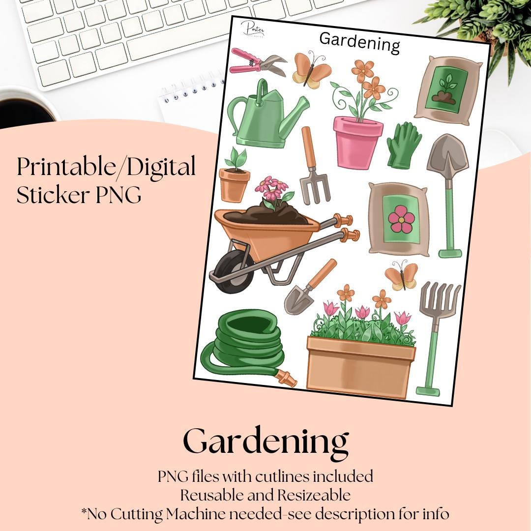 Printable Stickers- Gardening | Digital Download Stickers | Stickers ...