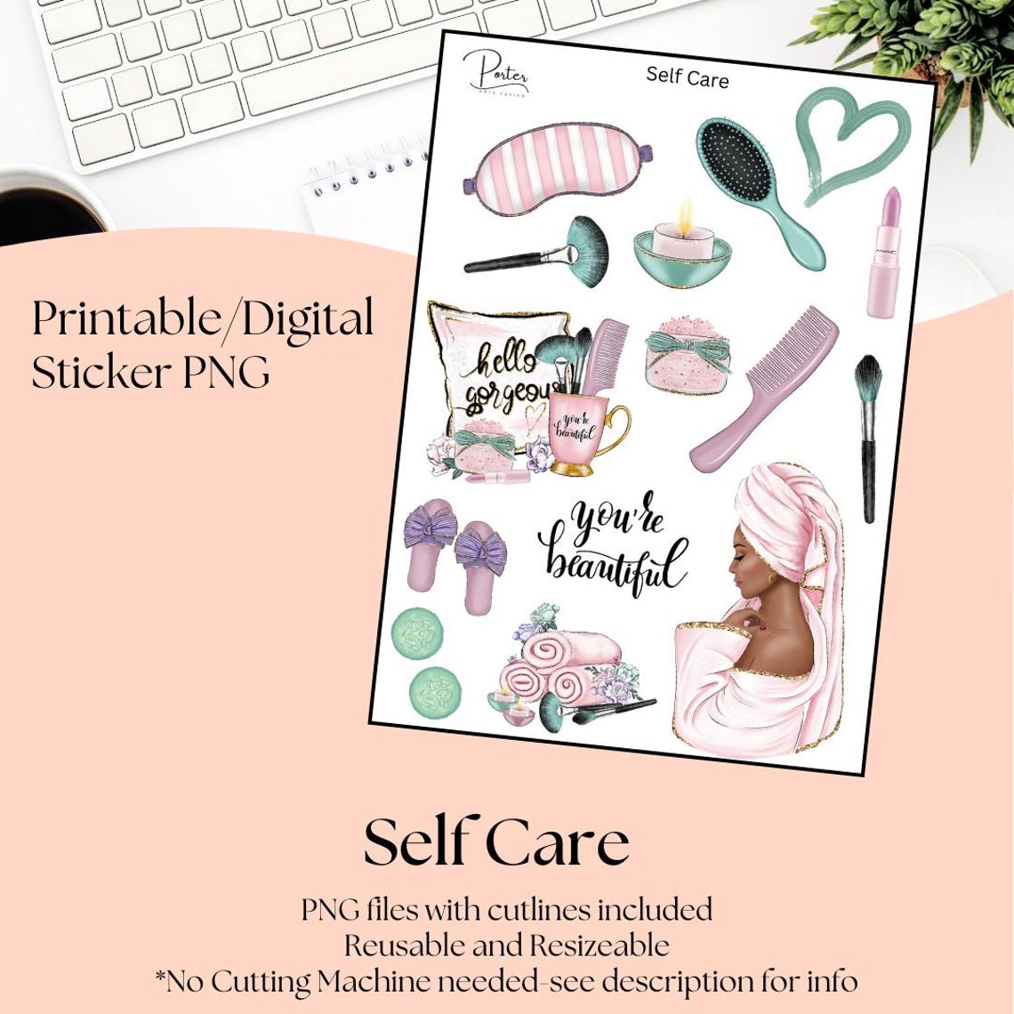 Printable Stickers- Self Care | Digital Download Stickers | Stickers ...