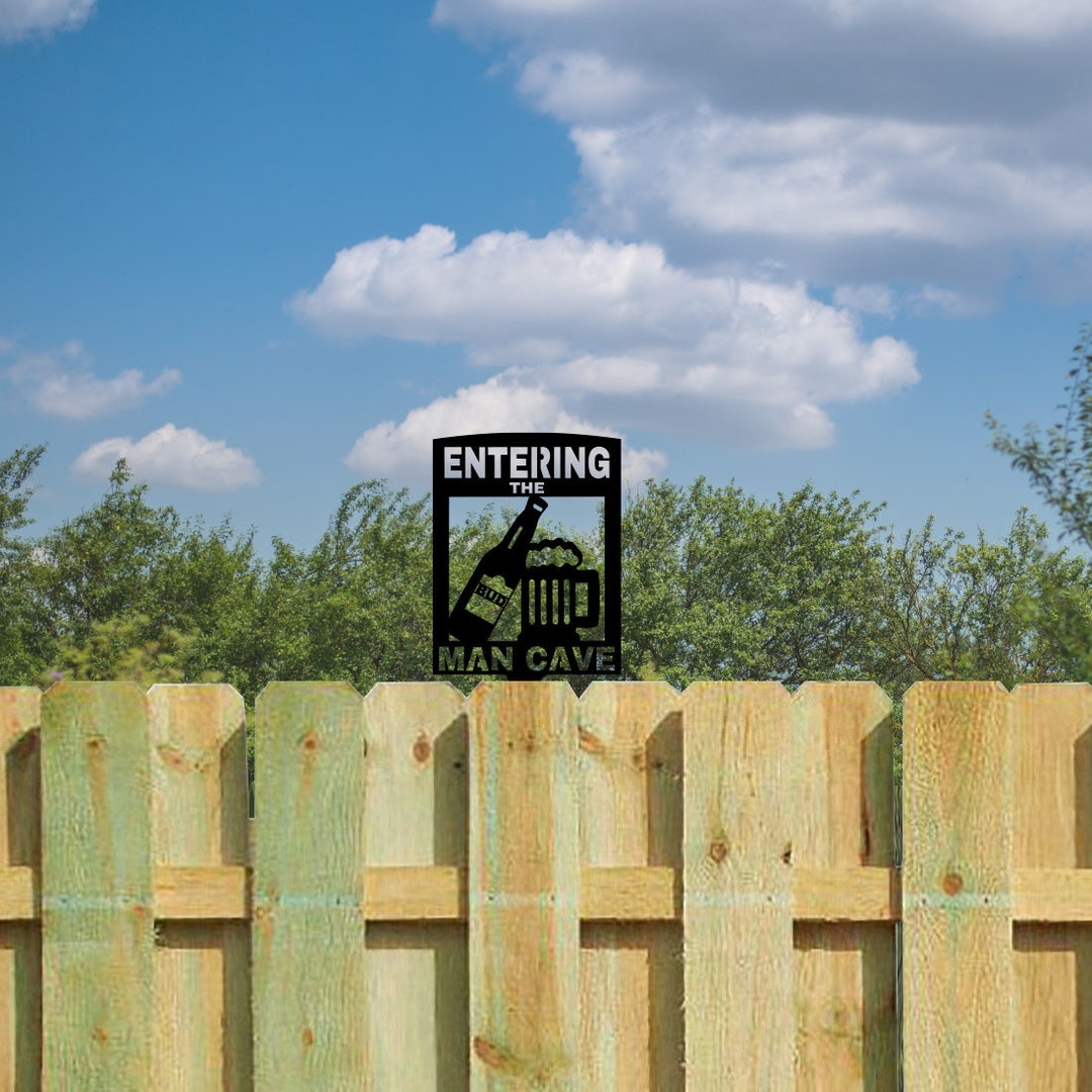 Man Cave Fence Peeker - Outdoor Patio Garden Design Fence Ornament - Etsy